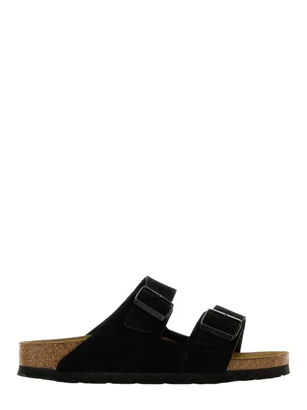 BIRKENSTOCK Arizona Suede Leather Slippers - Black