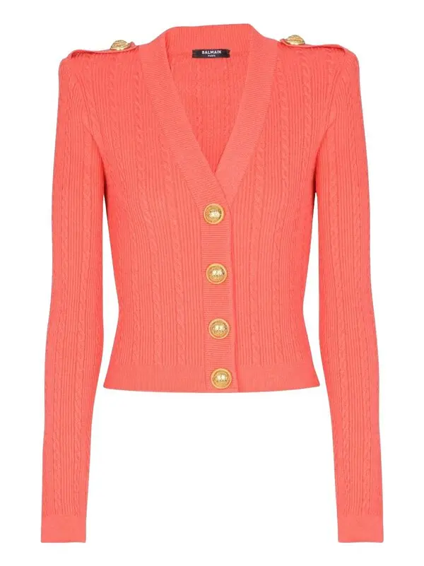 Balmain V-neck Cardigan - Orange