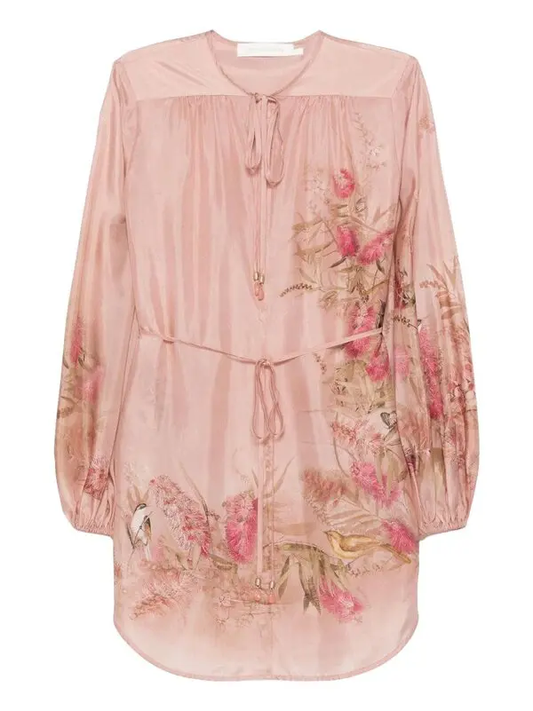 Zimmermann Cascadian Printed Silk Top - Pink