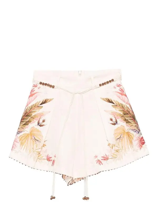 Zimmermann Ascension Printed Linen Shorts - White