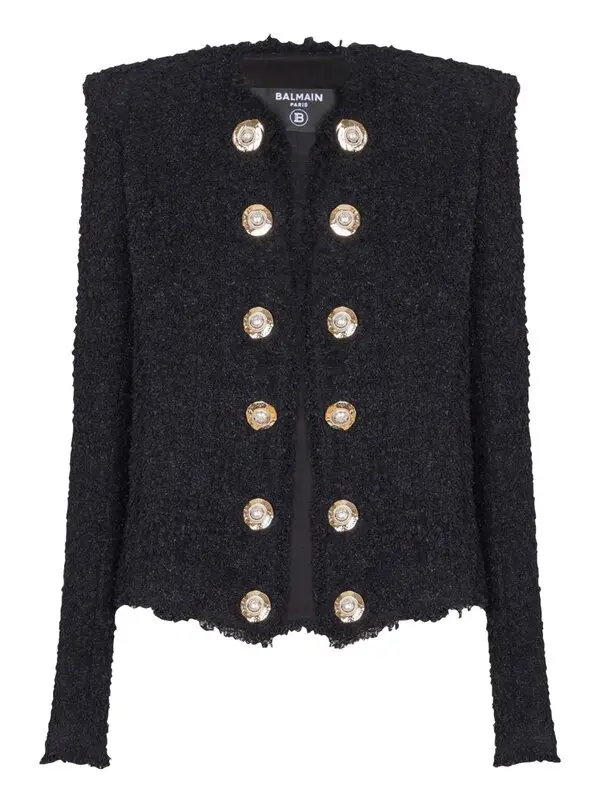 Balmain Tweed Short Jacket - Black