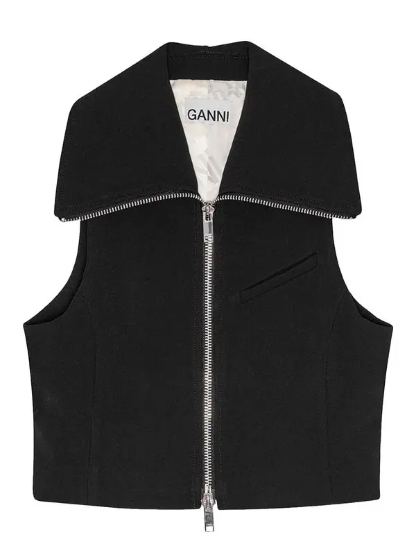 GANNI Zipped Vest - Black