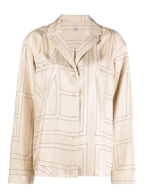 TOTEME Monogram Silk Shirt - White