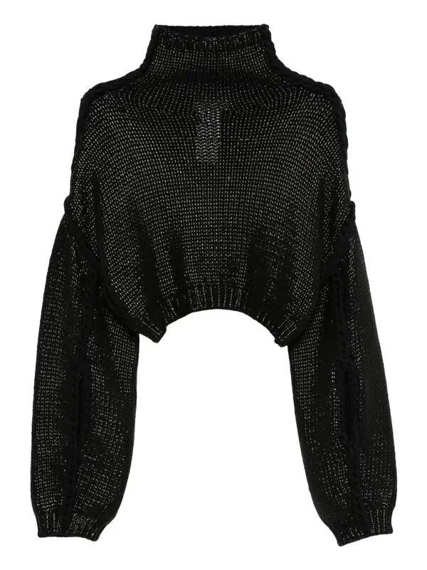 Sportmax Cropped Cotton High-neck Sweater - Black