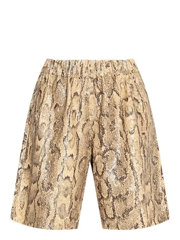 Dries Van Noten Printed Sequined Bermuda Shorts - Beige