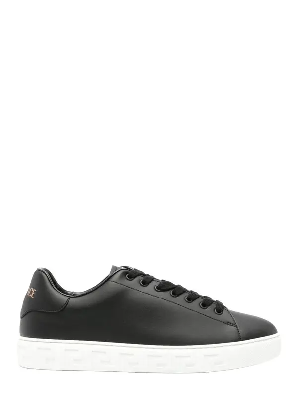 Versace Greca Leather Sneakers - Black