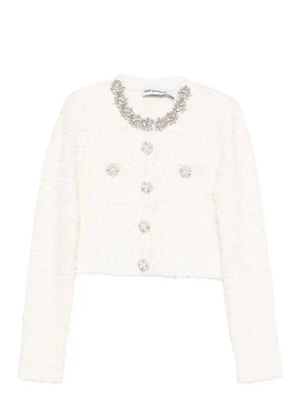 SELF-PORTRAIT Crystal-embellished Cardigan - Beige