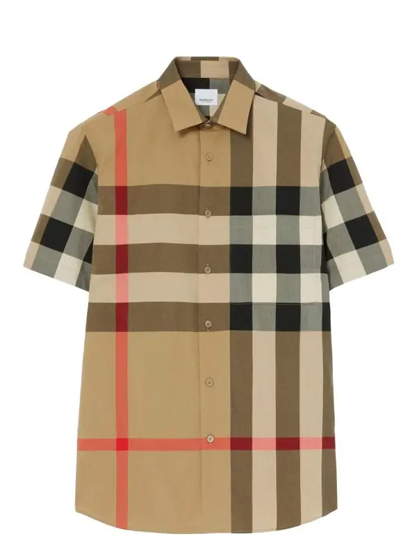 Burberry Check Cotton Shirt - Beige