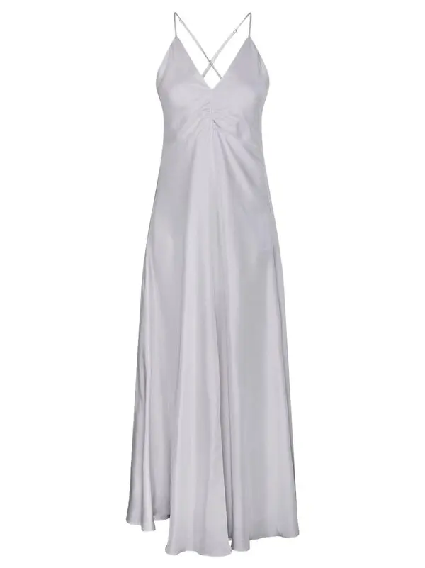 FORTE_FORTE Long Silk Slip Dress - Grey