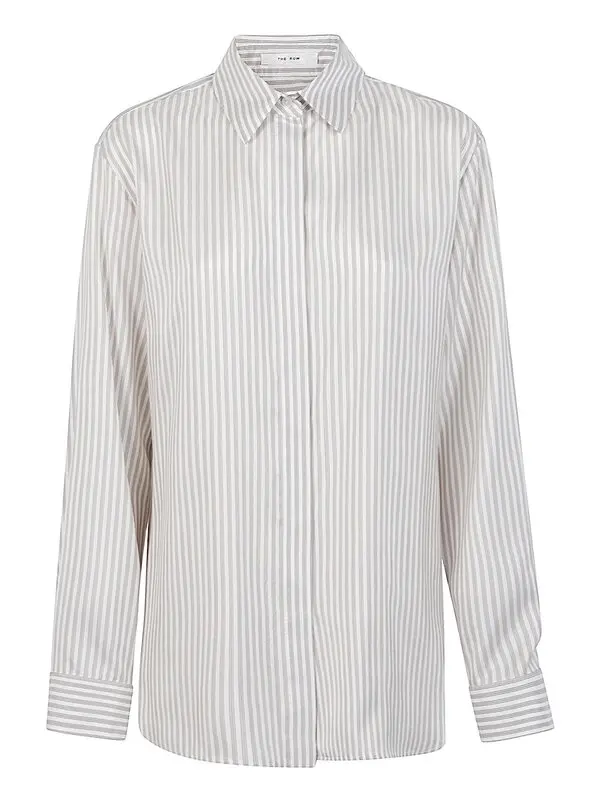 THE ROW Vanda Striped Silk Shirt - White