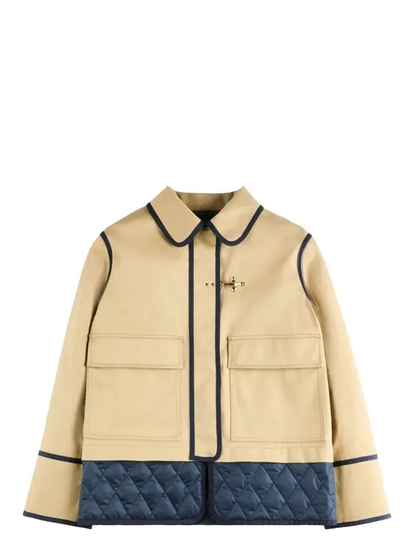 FAY Stretch Gabardine Caban Jacket - Beige