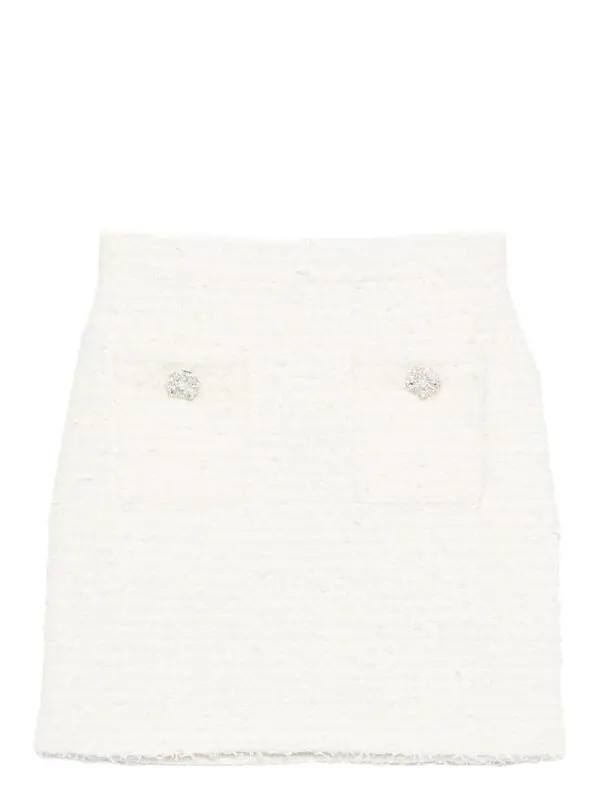 SELF-PORTRAIT Crystal Embellished Mini Skirt - Beige