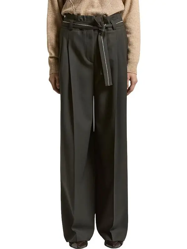 Peserico Wide Waistband Pleated Trousers - Ebony