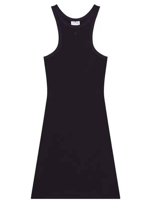 COURREGES Scuba Cotton Mini Dress - Black