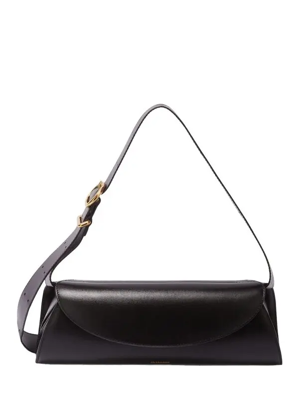 JIL SANDER Cannolo Small Leather Shoulder Bag - Black