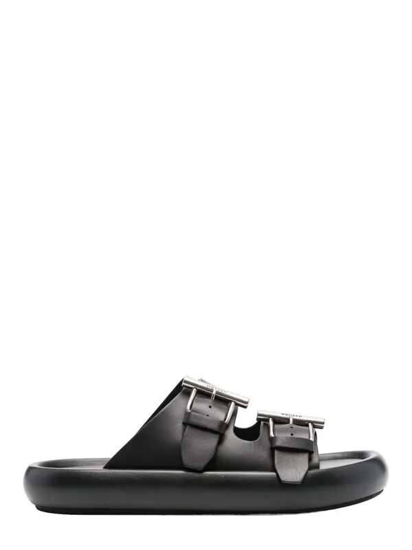 Alexander McQueen Leather Slippers With Buckle Fastening - Black