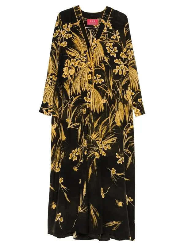 F.R.S FOR RESTLESS SLEEPERS Silk Blend Printed Maxi Dress - Yellow