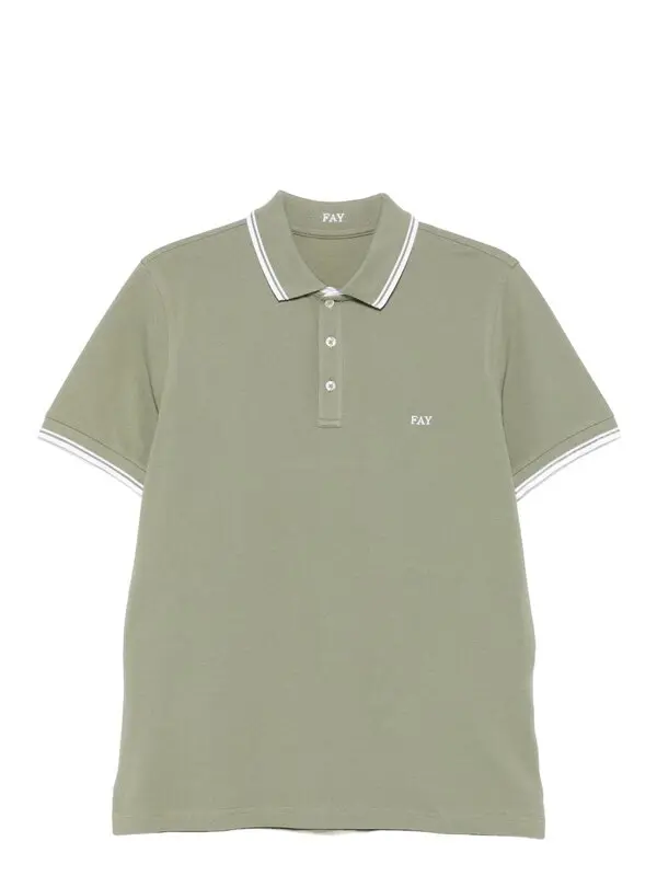 FAY Contrasting Collar Polo - Green