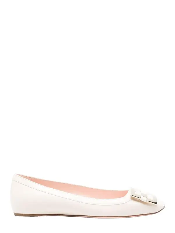 ROGER VIVIER Trompette Leather Ballet Flats - White