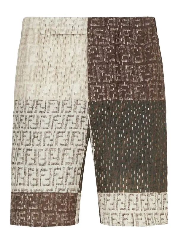 Fendi Ff Patchwork Bermuda - Brown
