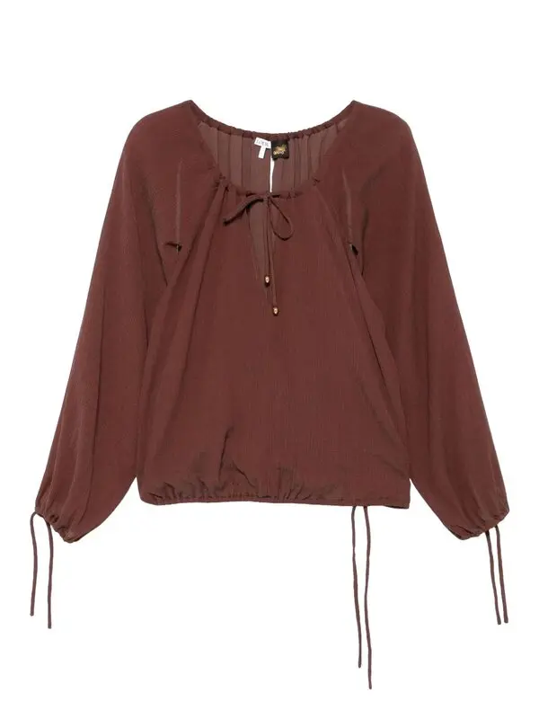 Loewe Cotton And Silk Blend Blouse - Brown