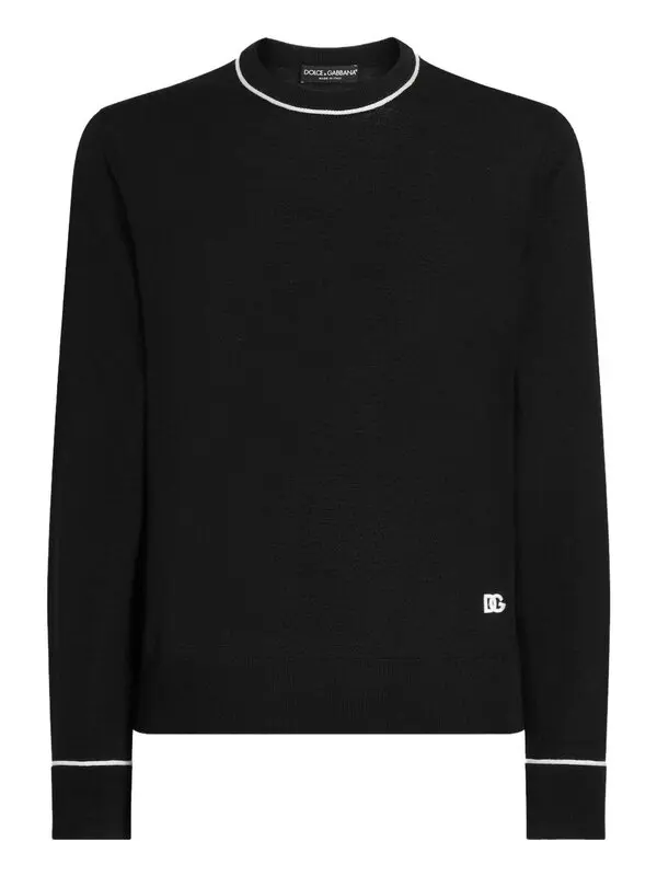 Dolce & Gabbana Wool Sweater With Logo - Black