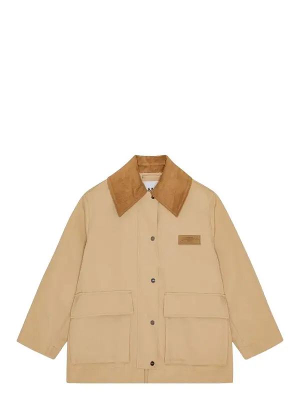 GANNI Twill Midi Jacket - Beige
