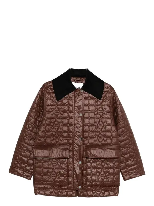 GANNI Quilted Nylon Jacket - Brown