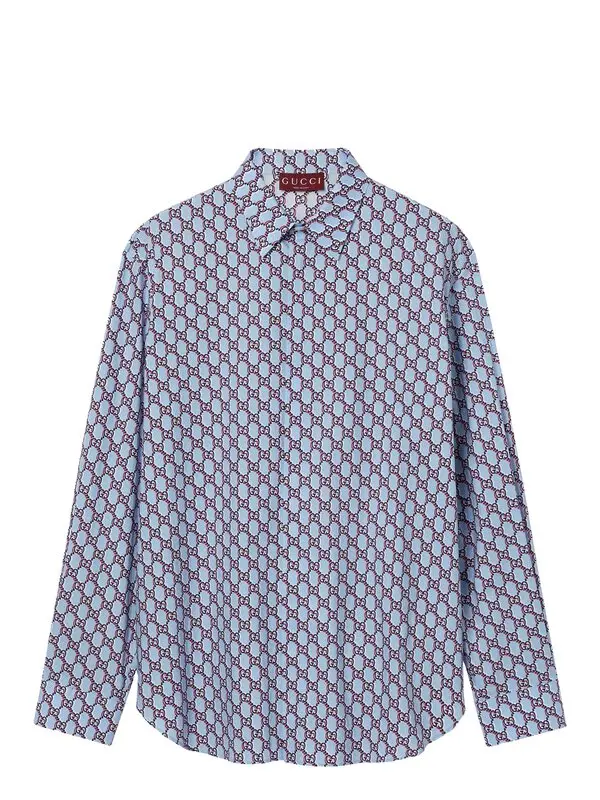 Gucci Regular Gg Shirt - Sky Blue