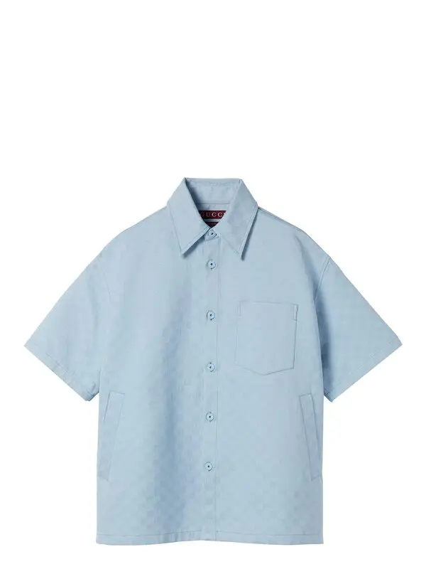 Gucci Gg Cotton Oversized Shirt - Sky Blue