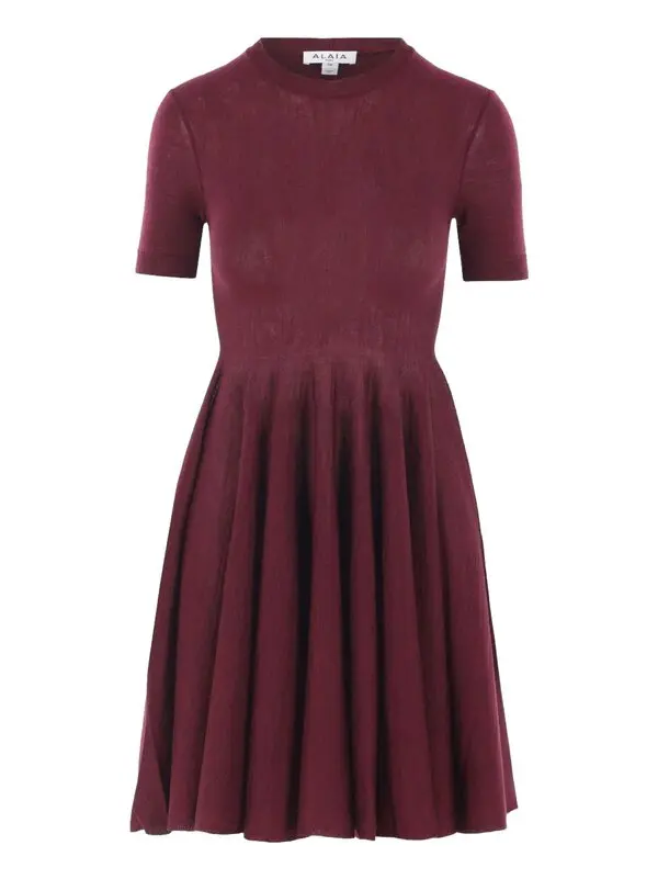 Alaïa Wool Skater Dress - Red