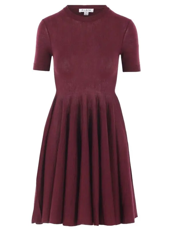 Alaïa Wool Skater Dress - Red