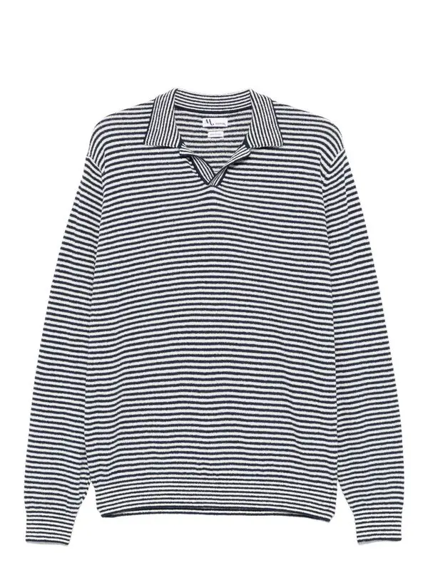 DOPPIAA Striped Long Sleeve Polo - Blue