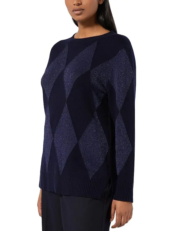Marina Rinaldi Wool Blend Crewneck Sweater - Navy