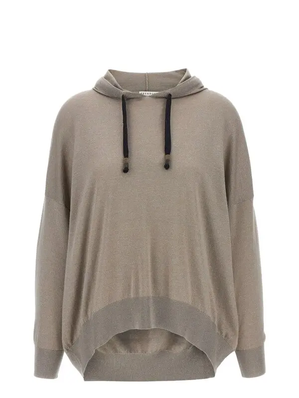 Brunello Cucinelli Wool And Silk Blend Hoodie - Grey