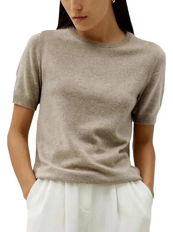 Lilysilk Basic Crew Neck Knit Top - Camel