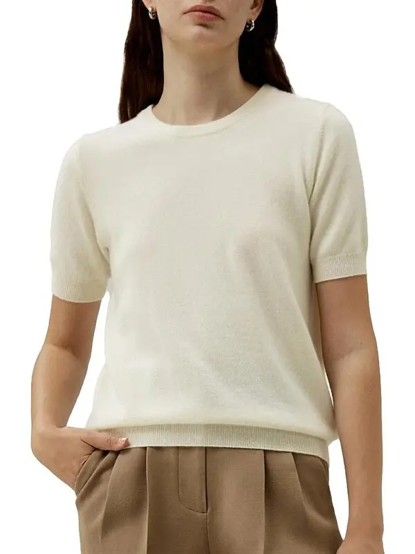 Lilysilk Basic Crew Neck Knit Top - White
