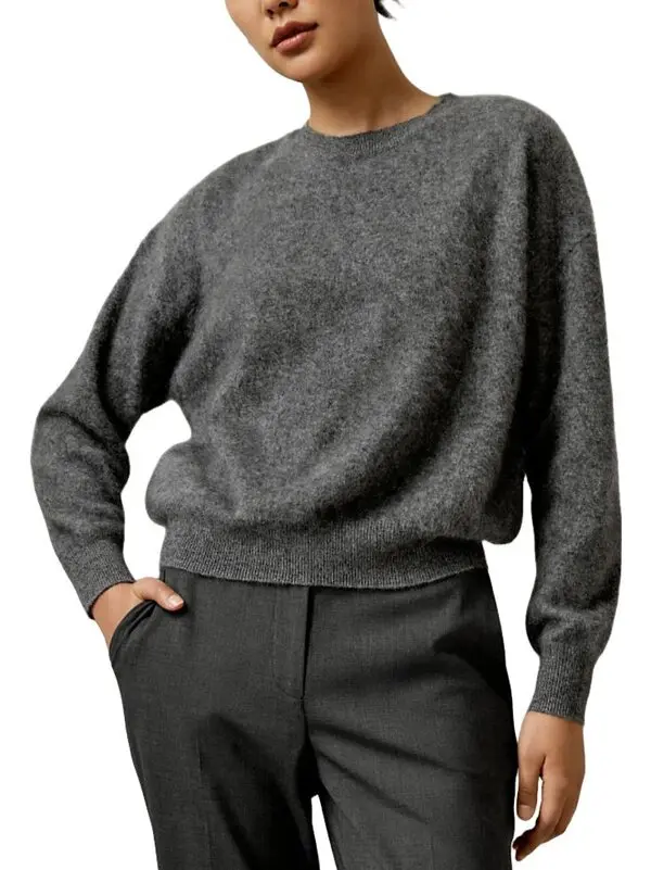 Lilysilk Relaxed Cashmere Sweater - Dark Gray