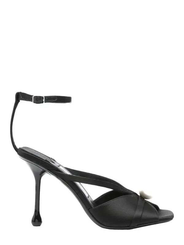 JIMMY CHOO Siva 95 Satin Sandals - Black