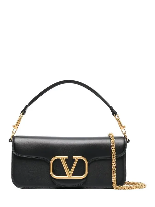 Valentino Garavani Locò Leather Shoulder Bag - Black