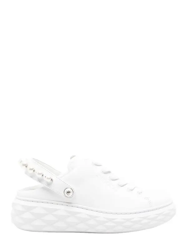 JIMMY CHOO Diamond Maxi Pearl Leather Slippers - White