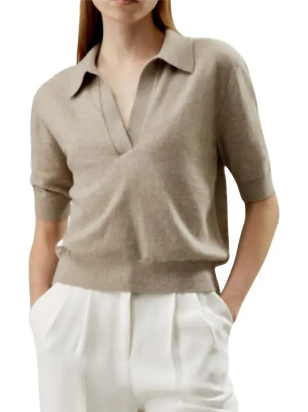 Lilysilk Baby Cashmere Polo Sweater - Camel
