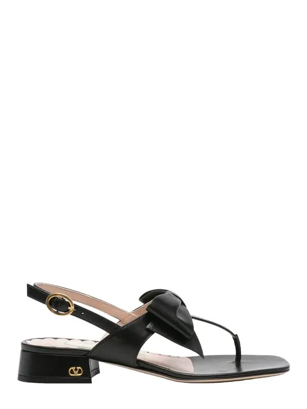 Valentino Garavani Leather Thong Sandals - Black