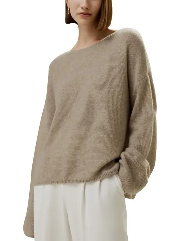 Lilysilk Relaxed Fit Drop-shoulder Silk Cashmere Blend Sweatshirt - Light Camel