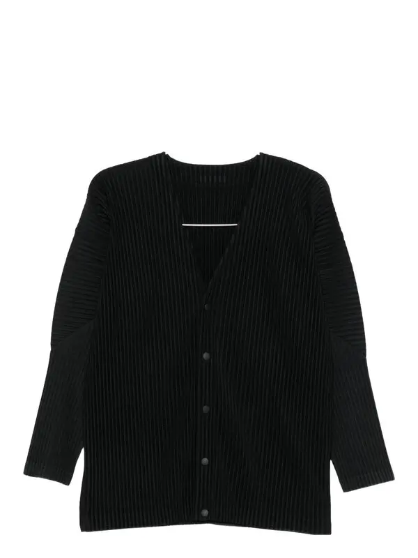Issey Miyake Pleated V-neck Cardigan - Black