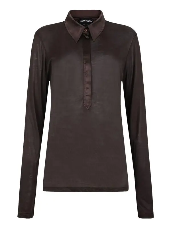 TOM FORD Silk Polo Shirt - Brown