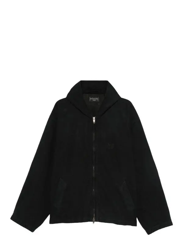 Balenciaga Flanned Hooded Jacket - Black
