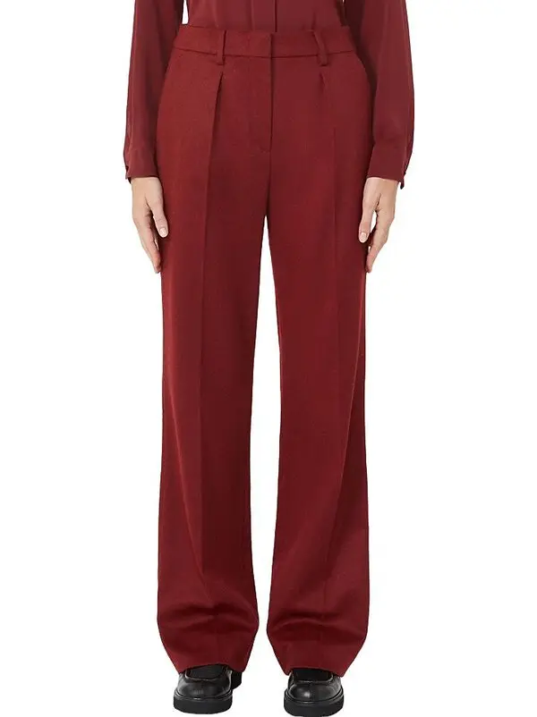 Max Mara Straight Leg Wool Pants - Raspberry
