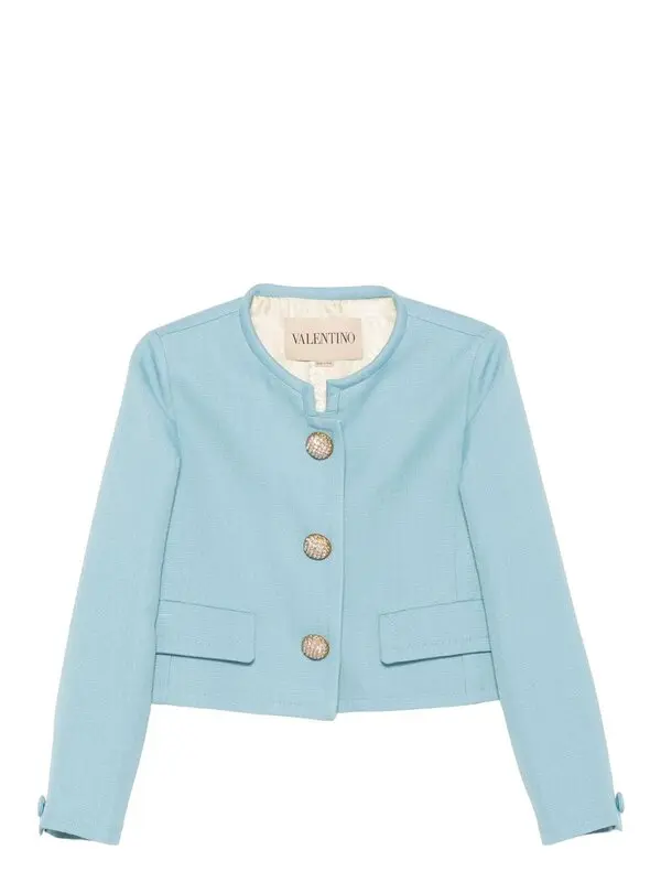 Valentino Garavani Short Collarless Jacket - Sky Blue