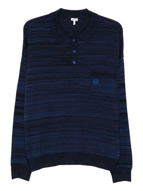 Loewe Anagram Wool Polo Shirt - Blue